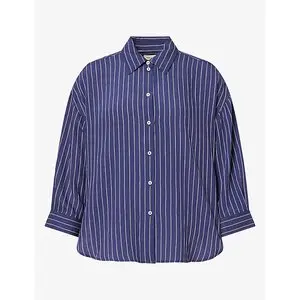 ME+EM Striped Relaxed-fit Crepe Shirt