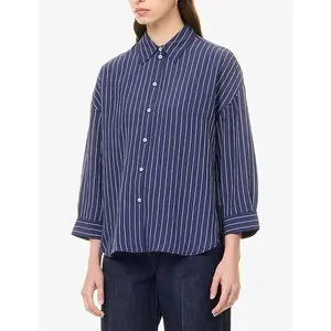 ME+EM Striped Relaxed-fit Crepe Shirt