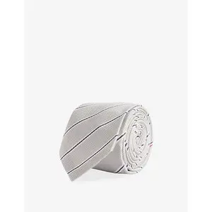 Thom Browne Jacquard Stripe Silk Tie - Med Grey