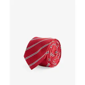 Thom Browne Jacquard Stripe Silk Tie - Red