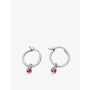 MISSOMA July Birthstone Mini Charm Plated Brass And Ruby Hoop Earrings