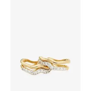 MISSOMA Molten Snow Double Mini 9ct Solid Yellow And Lab Grown Diamond Hoop Earrings
