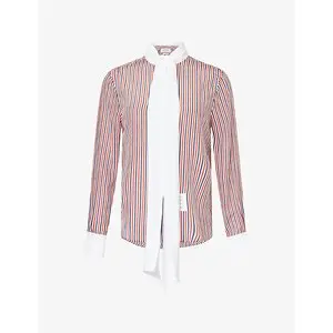 Thom Browne Neck-tie Pinstripe Silk Shirt