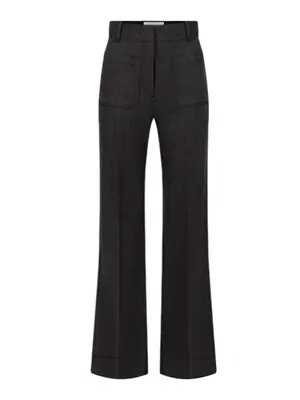 Victoria Beckham Alina Trousers In Dark Mélange - Grey