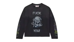VALE FOREVER Fuck You Thermal Long Sleeve Tee Shirt - Black