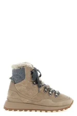 Brunello Cucinelli Suede Lace-up Ankle Boots - Beige