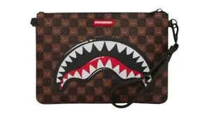 SPRAYGROUND Sharks In Paris Wtf Bubble Check Crossover Bag - Brown/black