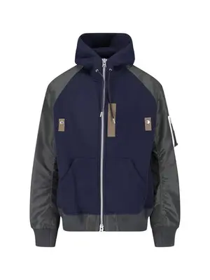 Sacai Hooded Bomber Jacket - Blue