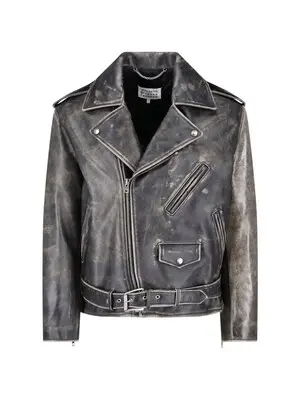 MAISON MARGIELA Leather Biker Jacket - Black