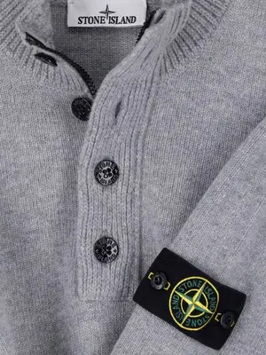 Stone Island Virgin Wool Cardigan With Compass Logo