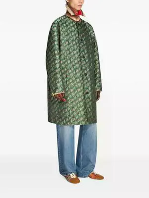 Dries Van Noten Collarless Jacquard Coat
