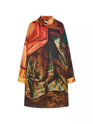 Dries Van Noten Silk Shirt Dress - Red