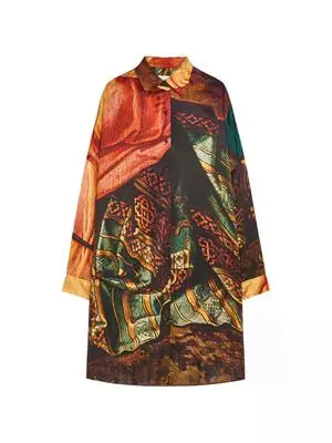 Dries Van Noten Silk Shirt Dress - Red