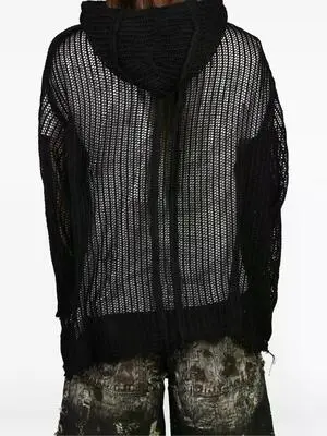 THUG CLUB Distressed Mesh-knit Hoodie