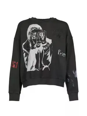 SONG FOR THE MUTE Distressed Graphic-print Sweatshirt