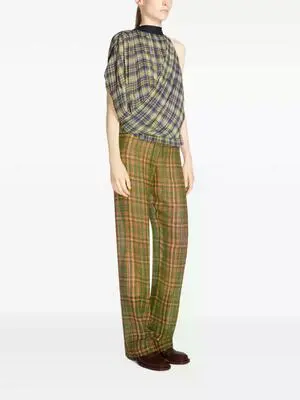Dries Van Noten Lurex Checked Pants - Green