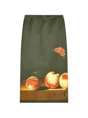 Dries Van Noten Printed Duchesse Long Skirt