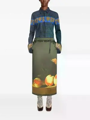 Dries Van Noten Printed Duchesse Long Skirt