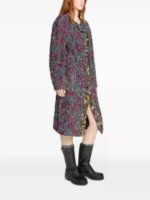 Dries Van Noten Embroidered Marbled Clay Floral Coat