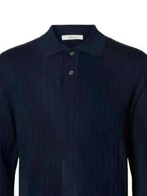 SELECTED Ribbed-knit Polo Shirt