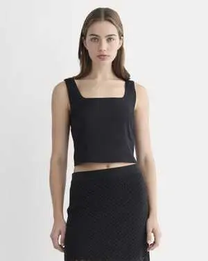 Everlane Stretch Linen Square Neck Tank Top - Black