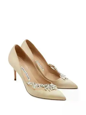 Manolo Blahnik Nadira Crystal-embellished Pumps - Neutrals