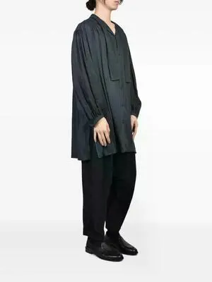 Yohji Yamamoto Washer-finish Gathered Shirt - Black