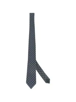 Giorgio Armani Geometric-pattern Silk Neck Ties - Blue