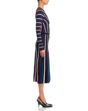 T Tahari Striped Midi Flared Dress