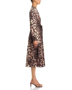 T Tahari Split Neck Belted Dress