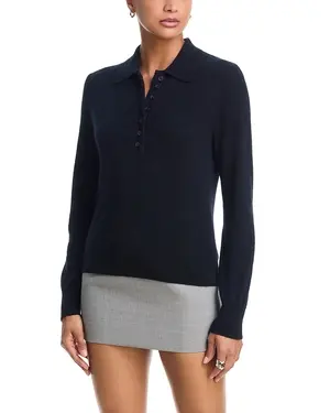 Aqua Henley Polo Cashmere Sweater Exclusive - Black