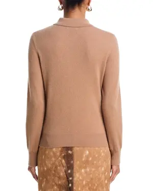 Aqua Henley Polo Cashmere Sweater Exclusive - Camel