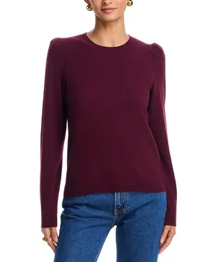 Aqua Ruched Puffed Shoulder Sweater Exclusive - Black Cherry