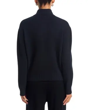 Aqua Brushed Cashmere Zip Front Sweater Exclusive - Black