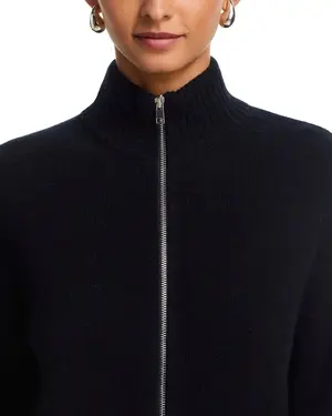 Aqua Brushed Cashmere Zip Front Sweater Exclusive - Black