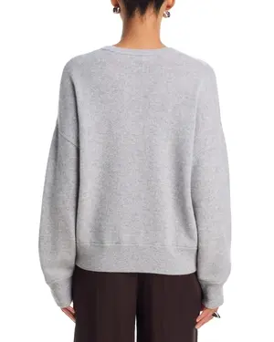 Aqua Drop Shoulder Dolman Crewneck Cashmere Sweater Exclusive - Light Grey