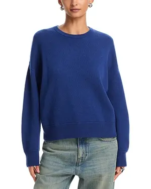 Aqua Drop Shoulder Dolman Crewneck Cashmere Sweater Exclusive - Space Blue