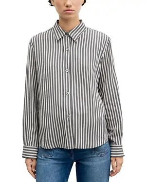 Gerard Darel Loris Printed Button Front Blouse - Grey