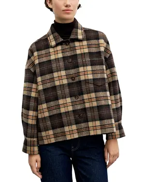 Gerard Darel Josia Printed Button Front Shacket - Brown