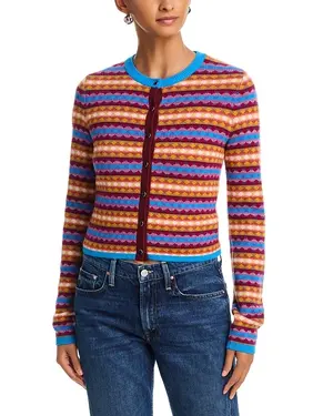 MOTHER The Lil Merino Wool Cardigan - Multi Stripe