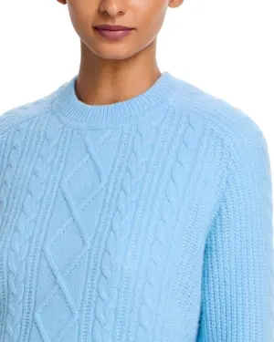 Aqua Cashmere Cable Knit Raglan Sleeve Sweater Exclusive - Bright Sky