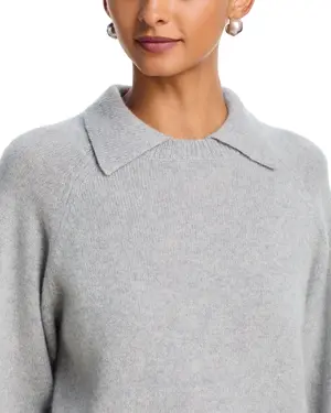 Aqua Cashmere Collared Crewneck Sweater Exclusive