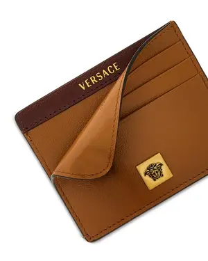 Versace Flat Leather Card Case - Leather-go