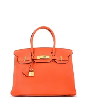Hermès Birkin 30 Handbag Orange Clemence With Gold Hardware Feu