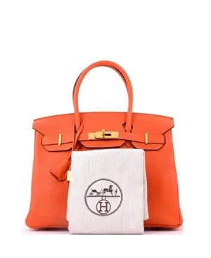Hermès Birkin 30 Handbag Orange Clemence With Gold Hardware