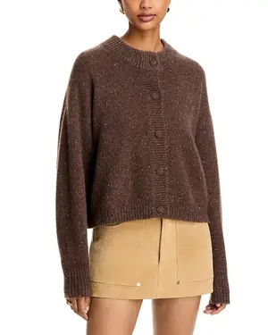 FRAME The Wool & Cashmere Fleck Cardigan - Brown