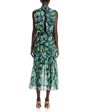 Saloni Fleur Ruffle Midi Dress