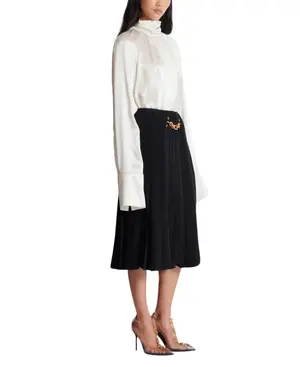 Balmain Pleated Midi Skirt With Embellished Detail