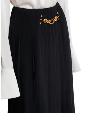Balmain Pleated Midi Skirt With Embellished Detail