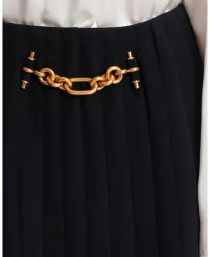 Balmain Pleated Midi Skirt With Embellished Detail